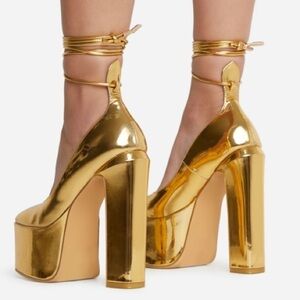 EGO | Shoes | Ankles Lace Up Closed Toe Platform Block Heel In Black ...